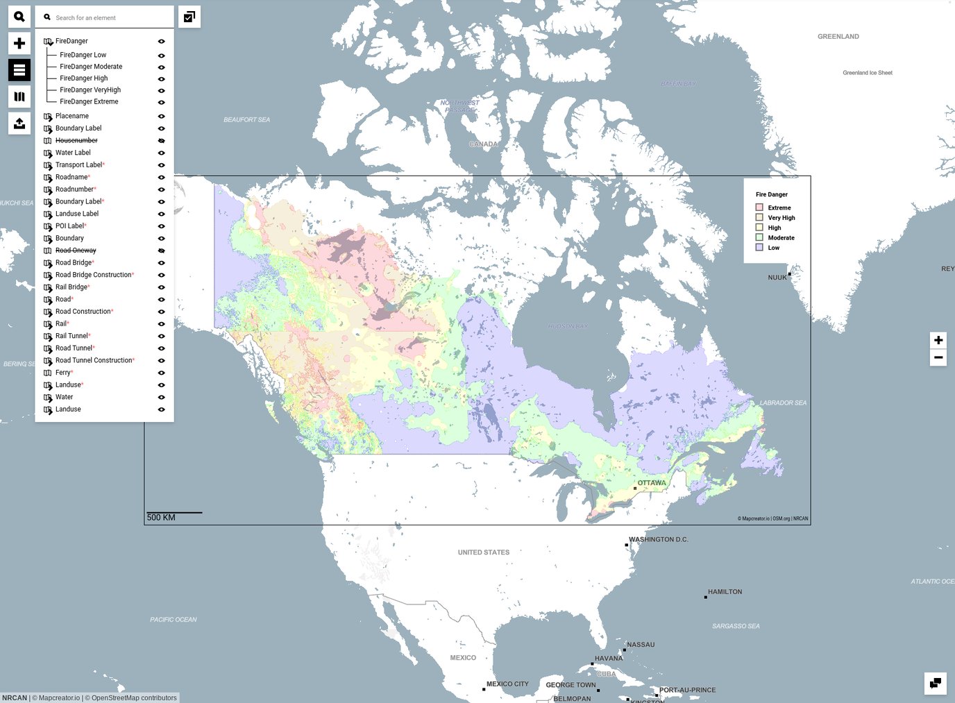 How to add the latest Canadian fire danger information?