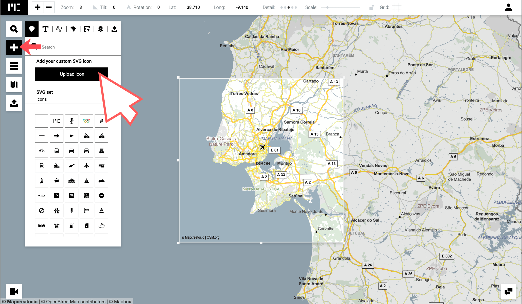 How can I upload my own icon, image or SVG?